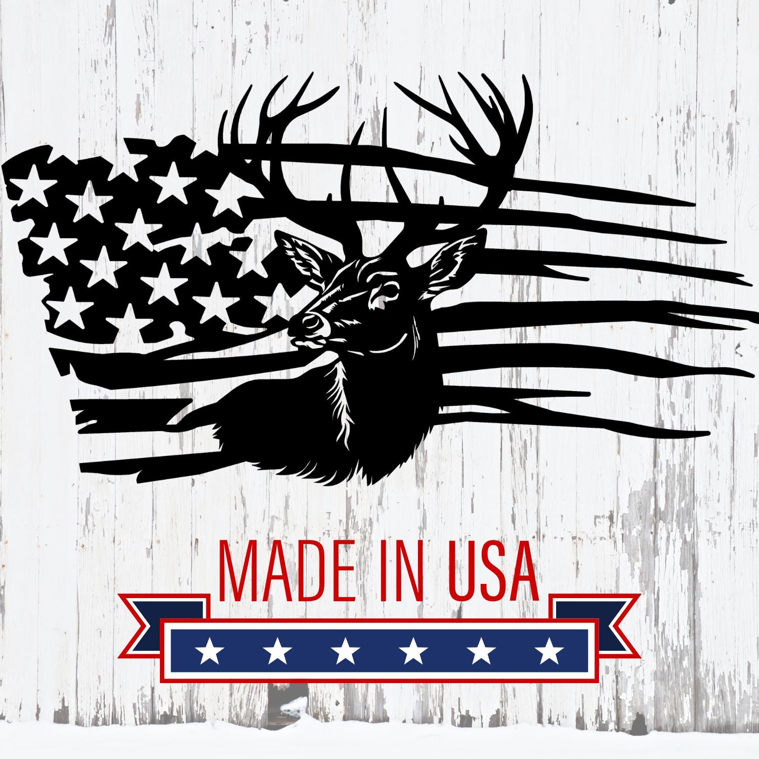 Buck Flag Wall Art – Deer & American Flag Design | The Metal Peddler