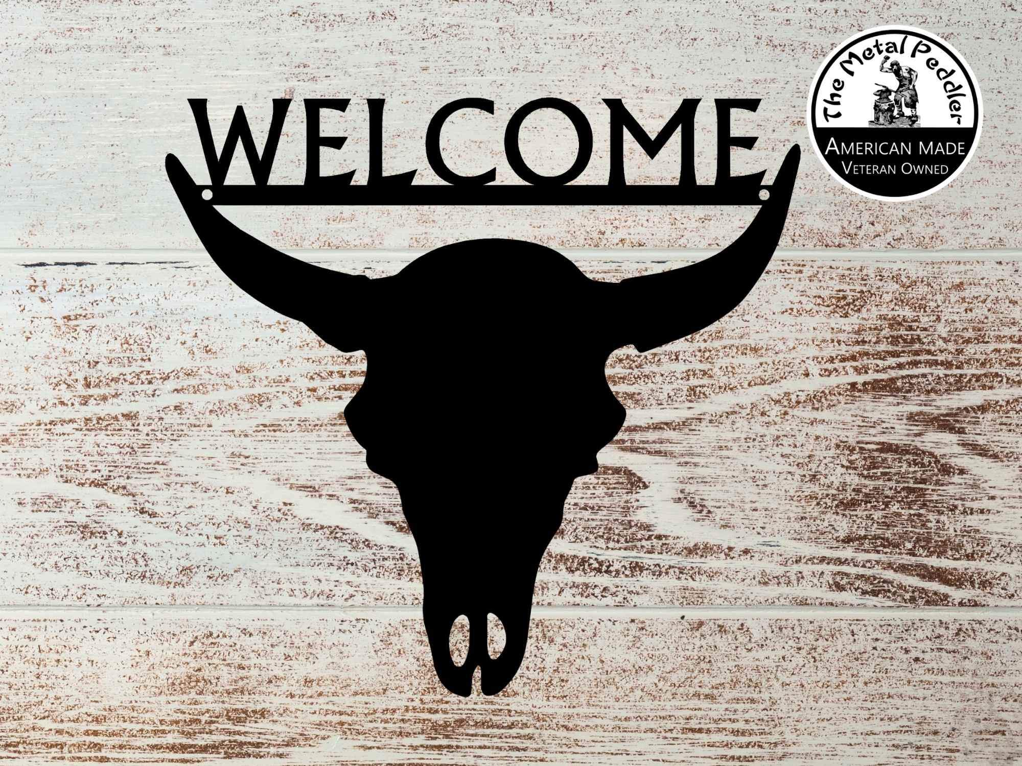 Cow Skull Welcome Sign with Custom Options | The Metal Peddler