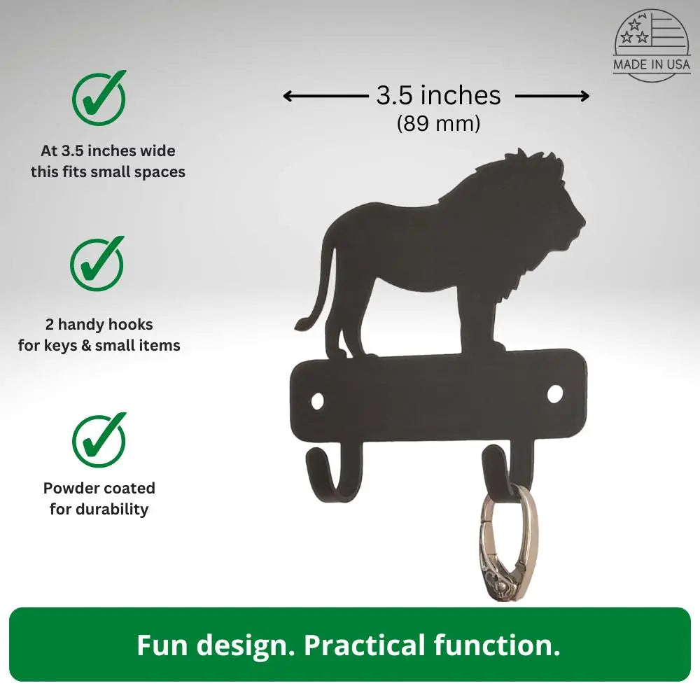 Lion Mini Key Rack with 2 hooks | The Metal Peddler