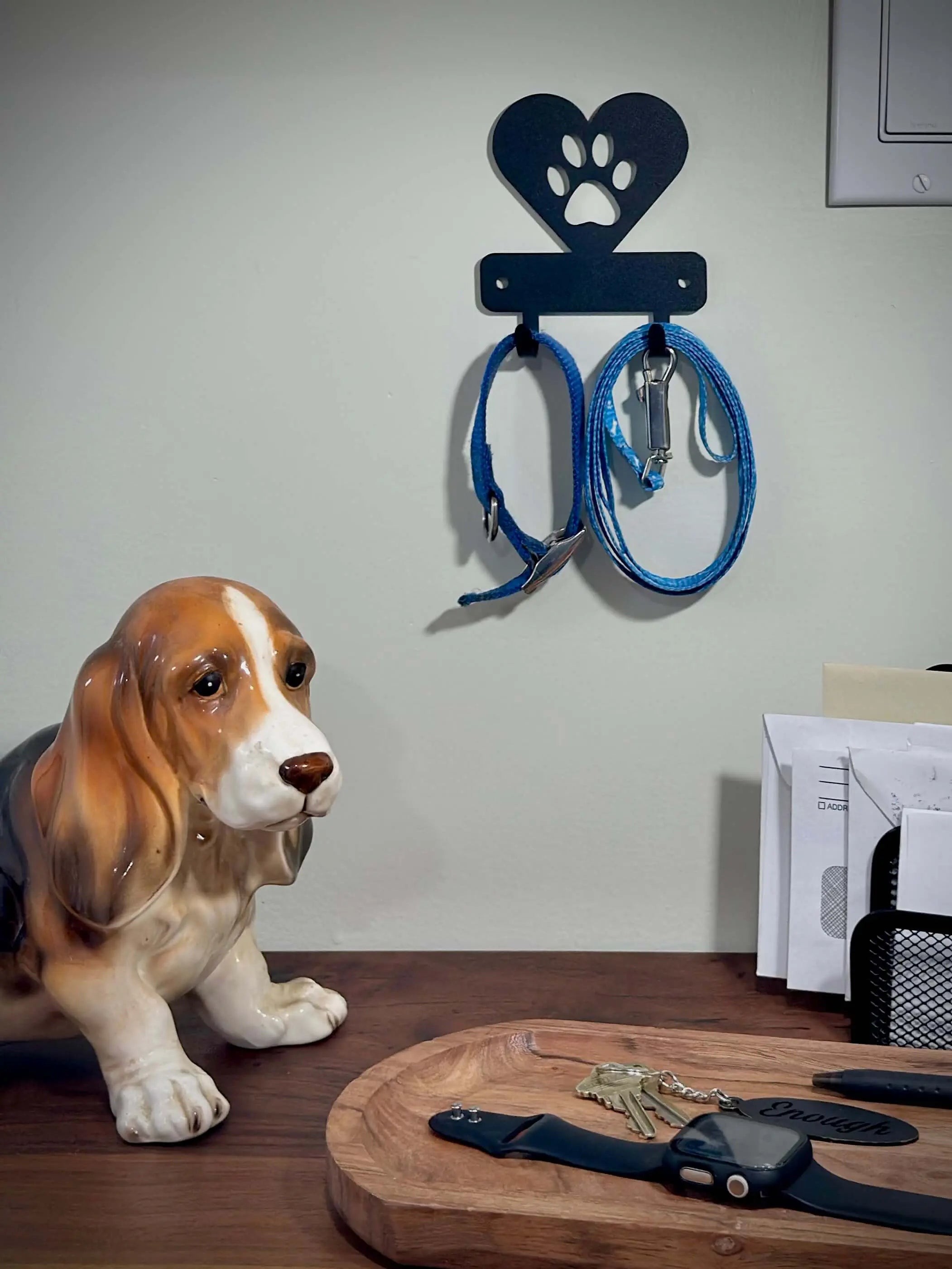 Mini Heart Dog Paw Key Hanger with 2 Hooks | The Metal Peddler