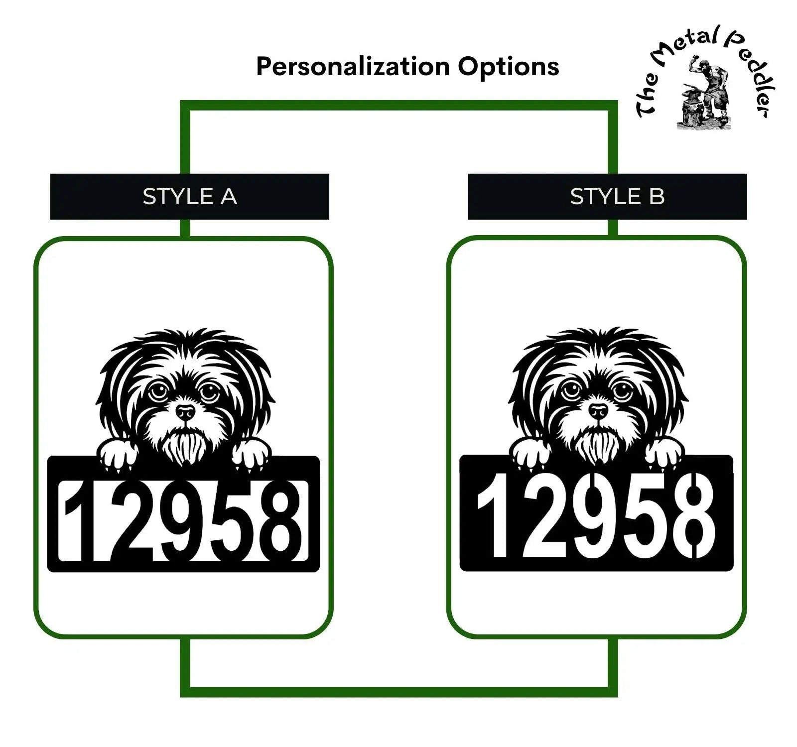 Shih Tzu Address Sign - Detailed Dog Design with Custom House Numbers ...