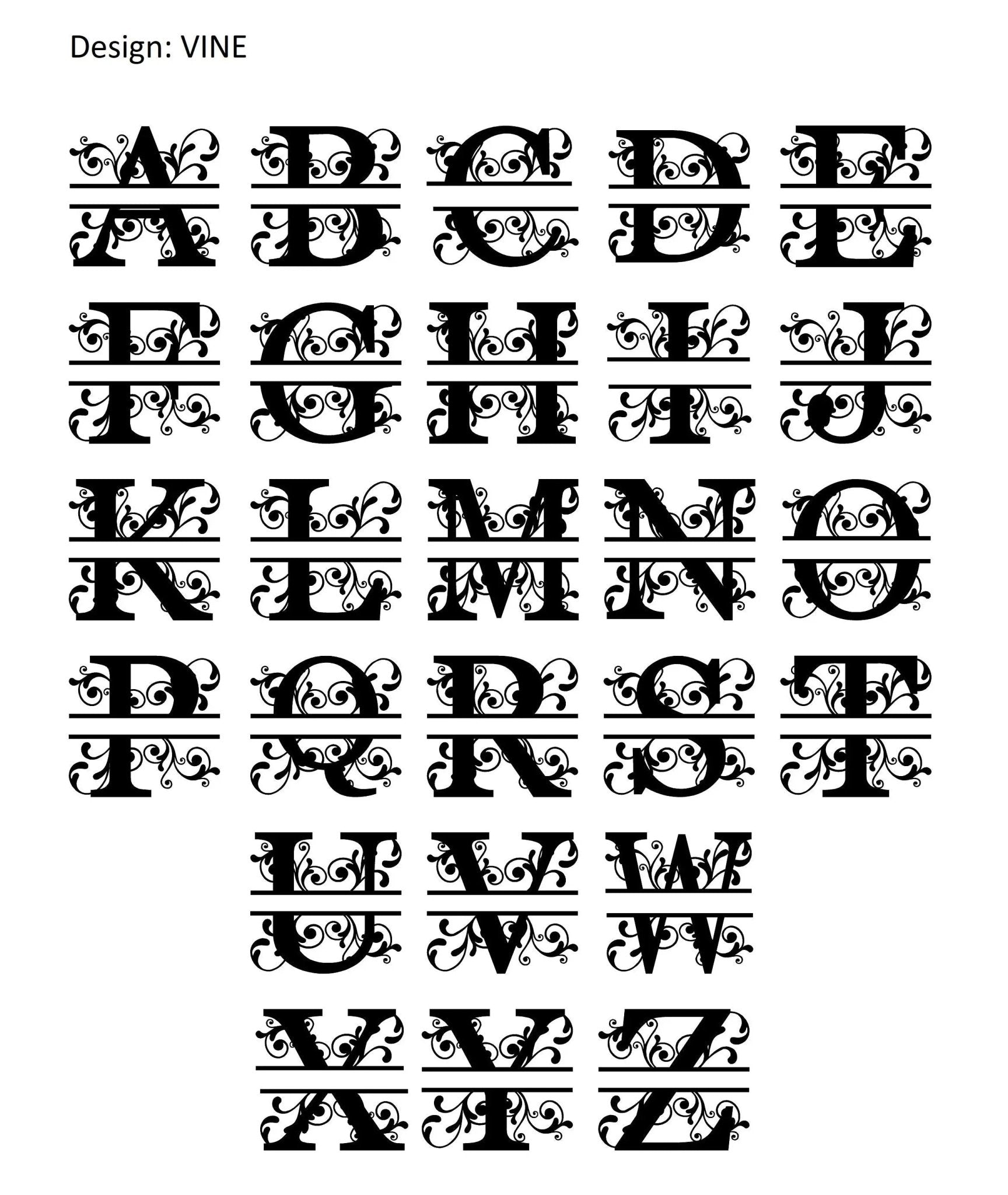 Letters A to Z Vine Monogram with Your Name | The Metal Peddler