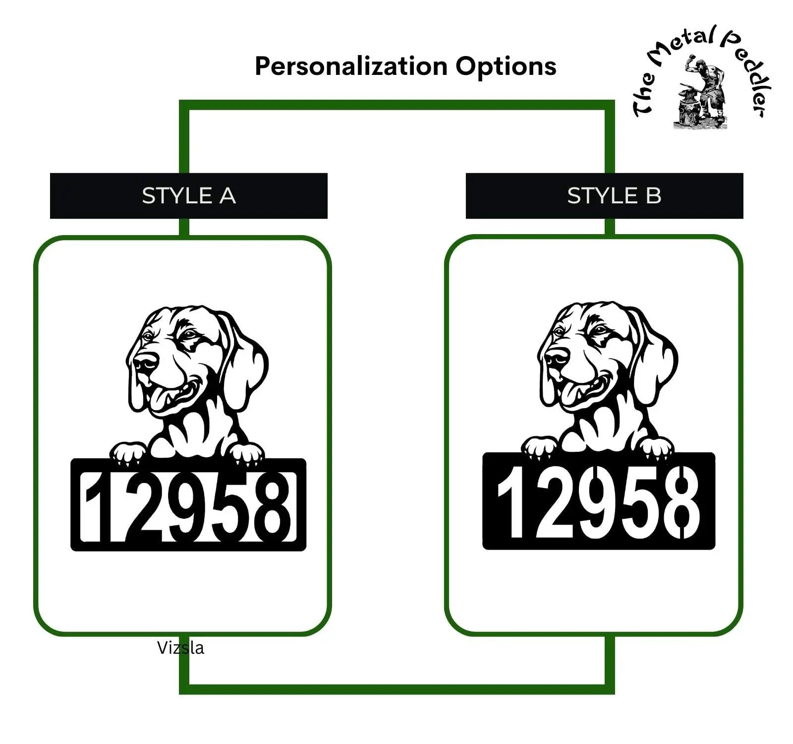 Vizsla Address Sign - Detailed Dog Design with Custom House Numbers ...