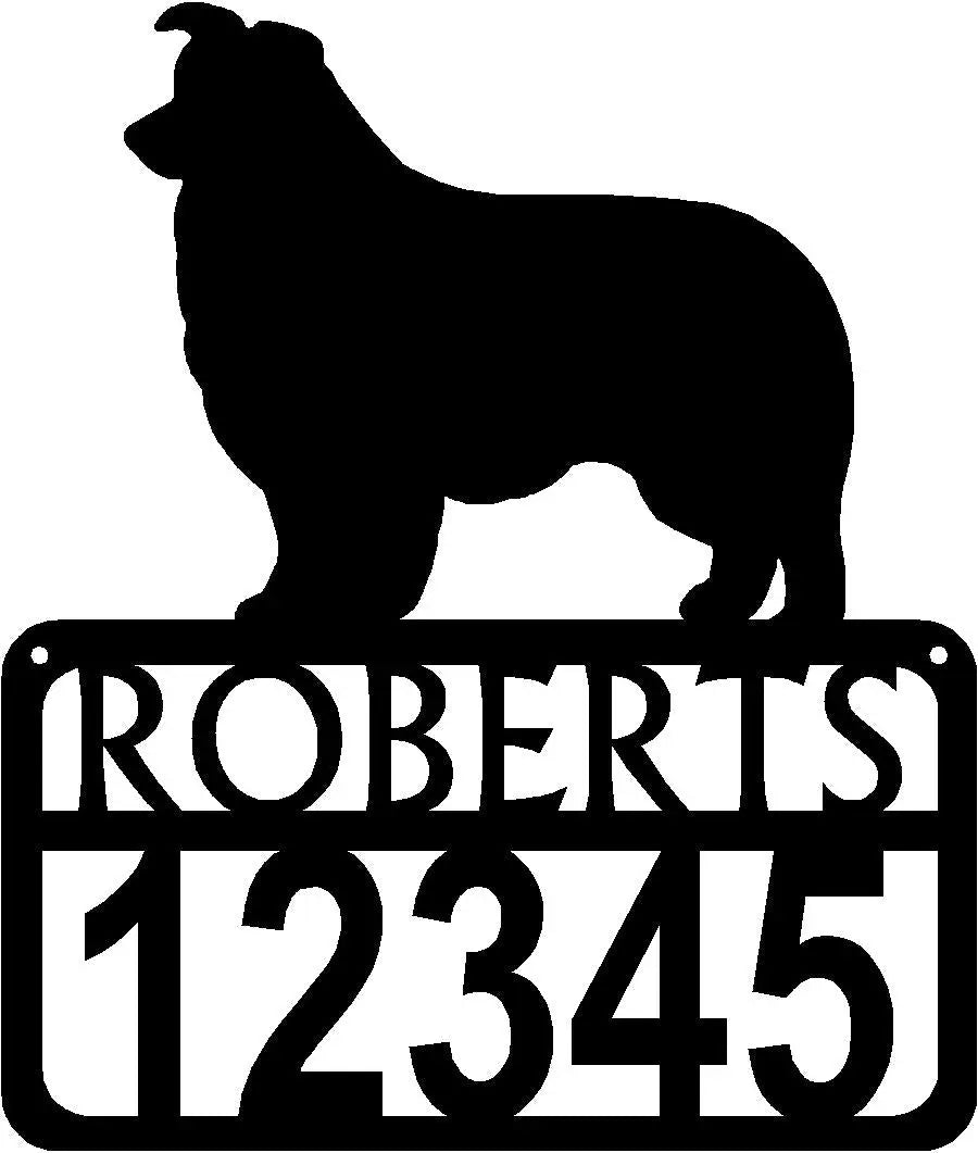 Border Collie Personalized Dog Sign with Name & House Numbers | The ...