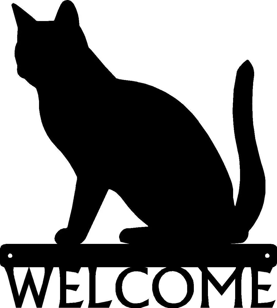 Cat #03 Metal Welcome Signor Name Plaque | The Metal Peddler