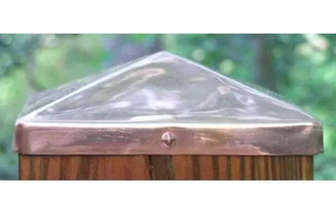 (3-5/8 inch) Nominal 4x4 Copper Pyramid Fence Post Cap | The Metal Peddler