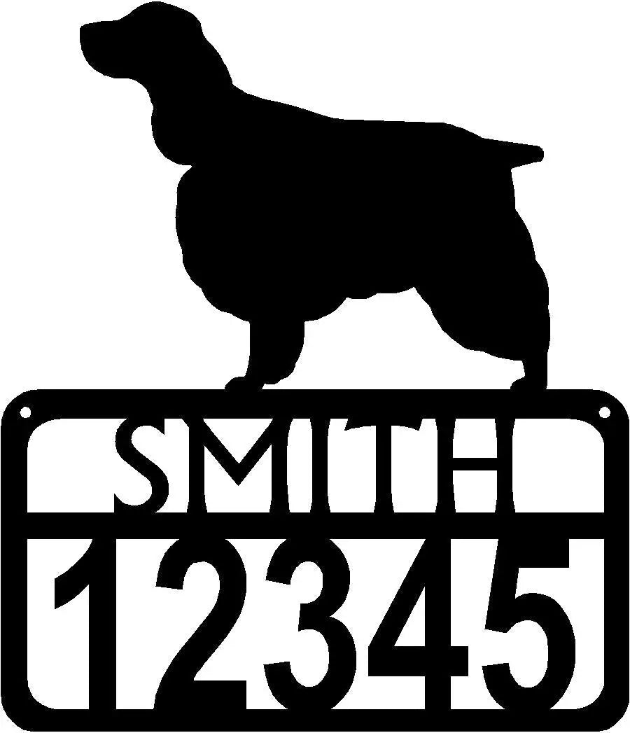 English Springer Spaniel Personalized Dog Sign with Name & House Numbe ...