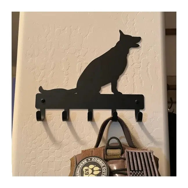 German Shepherd (Sitting) Dog Key Rack/ Leash Holder | The Metal Peddler