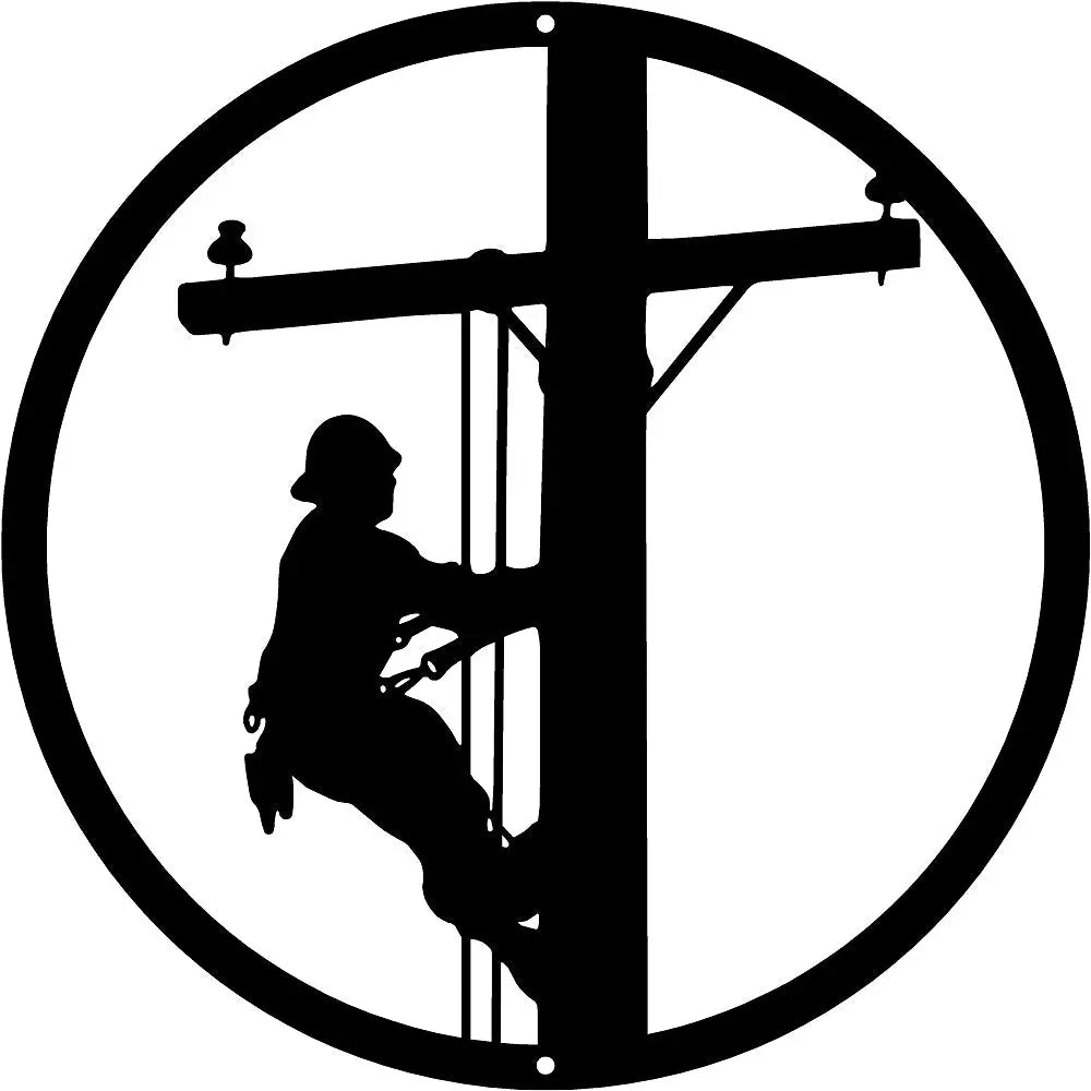 Round Lineman Plaque with Custom Options | The Metal Peddler