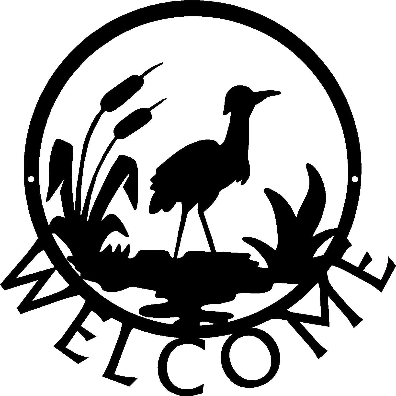 Crane Heron Bird Round Welcome Sign | The Metal Peddler