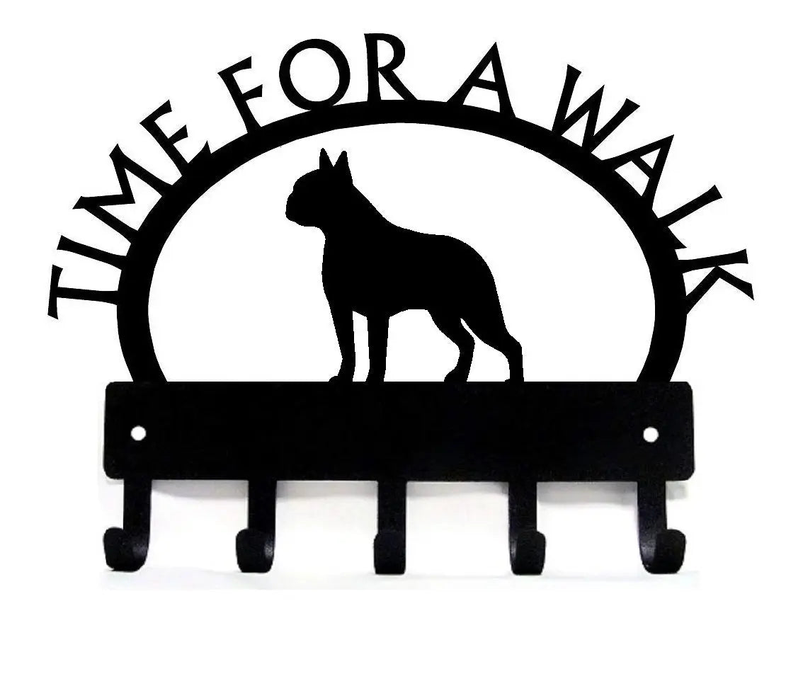 Boston Terrier TIME FOR A WALK Dog Key Rack & Leash Holder | The Metal ...