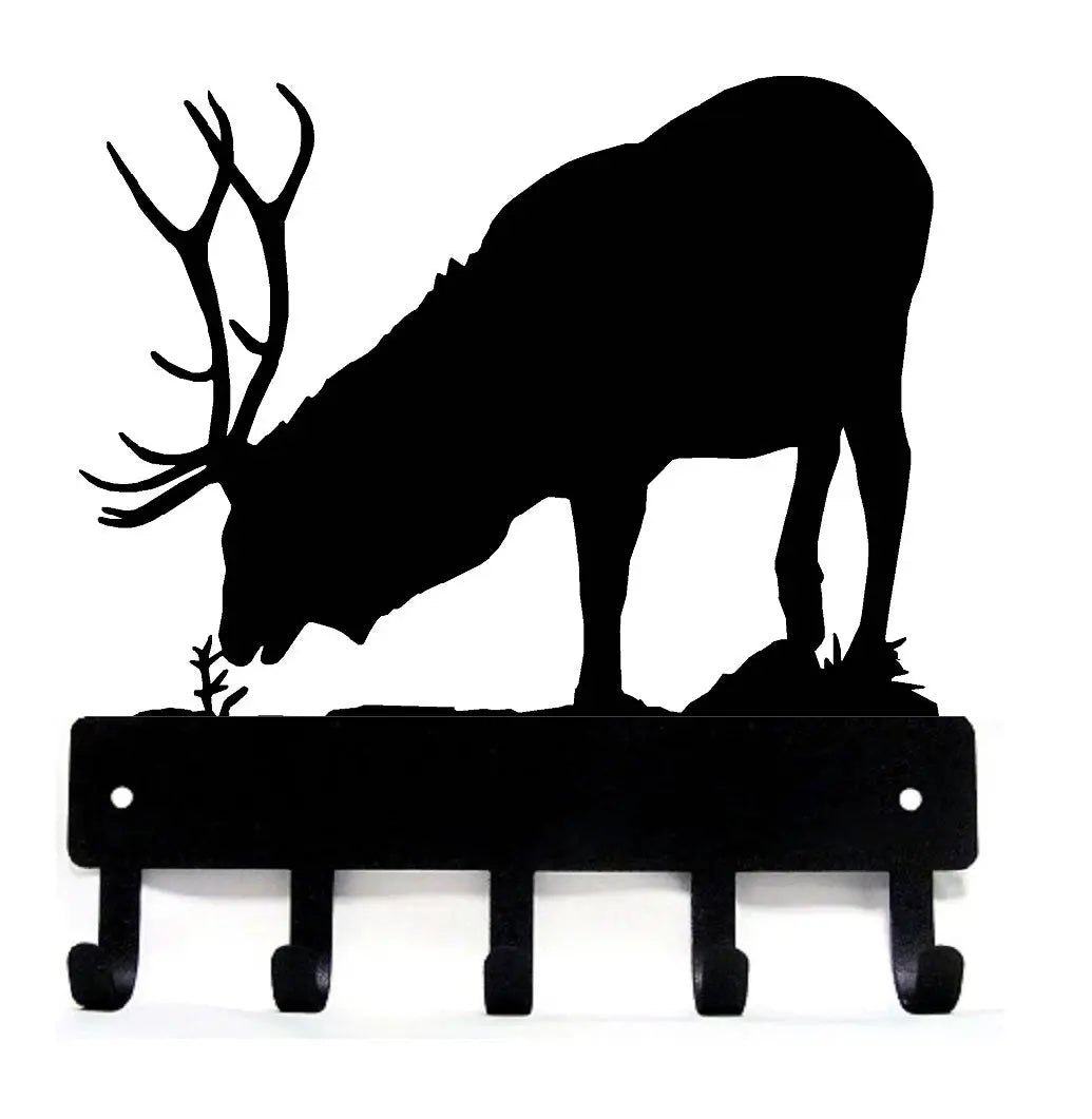 Feeding Elk Bull Key Rack | The Metal Peddler