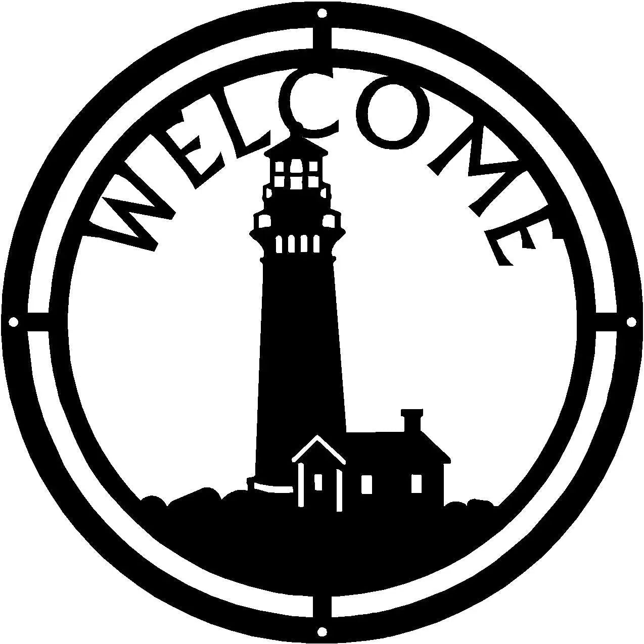 Lighthouse Round Welcome Sign | The Metal Peddler