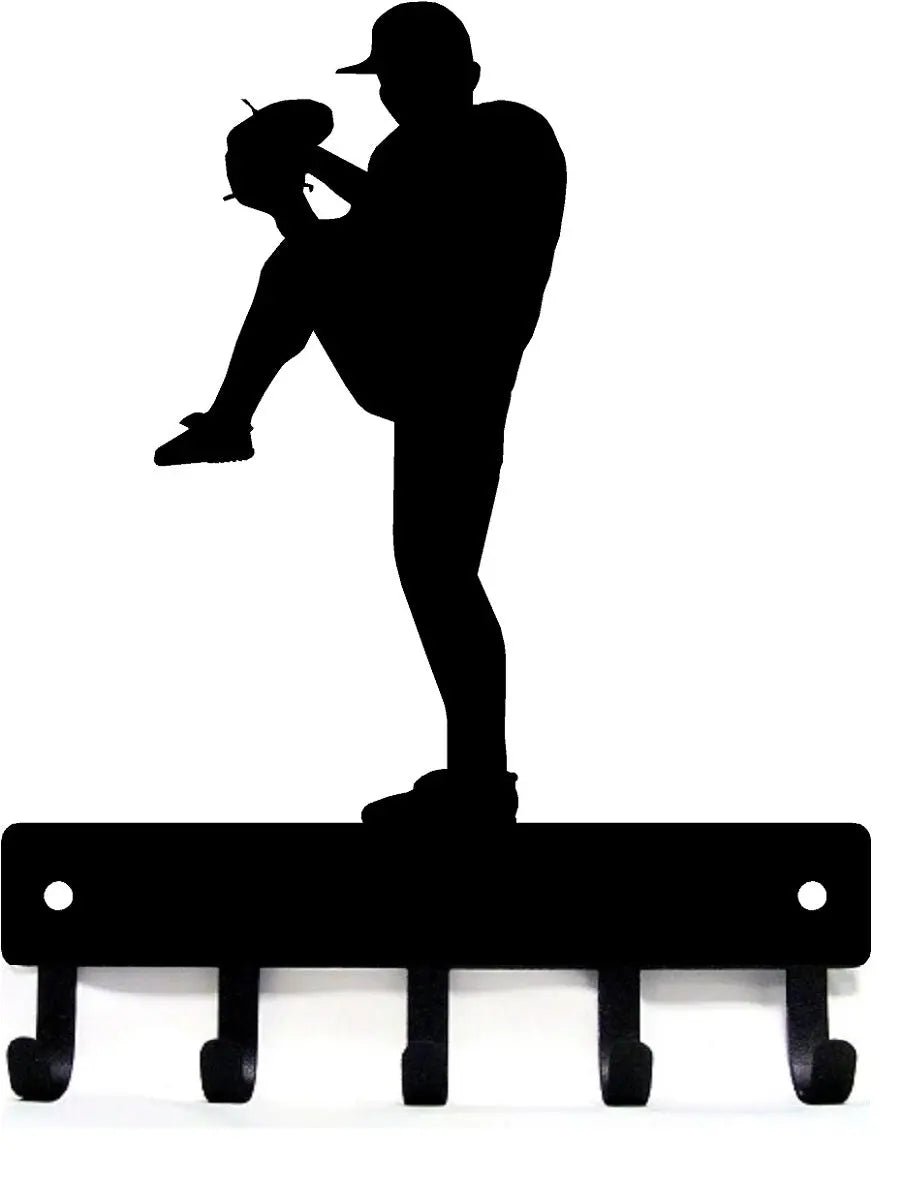 Baseball Pitcher Key Rack with 5 Hooks | The Metal Peddler